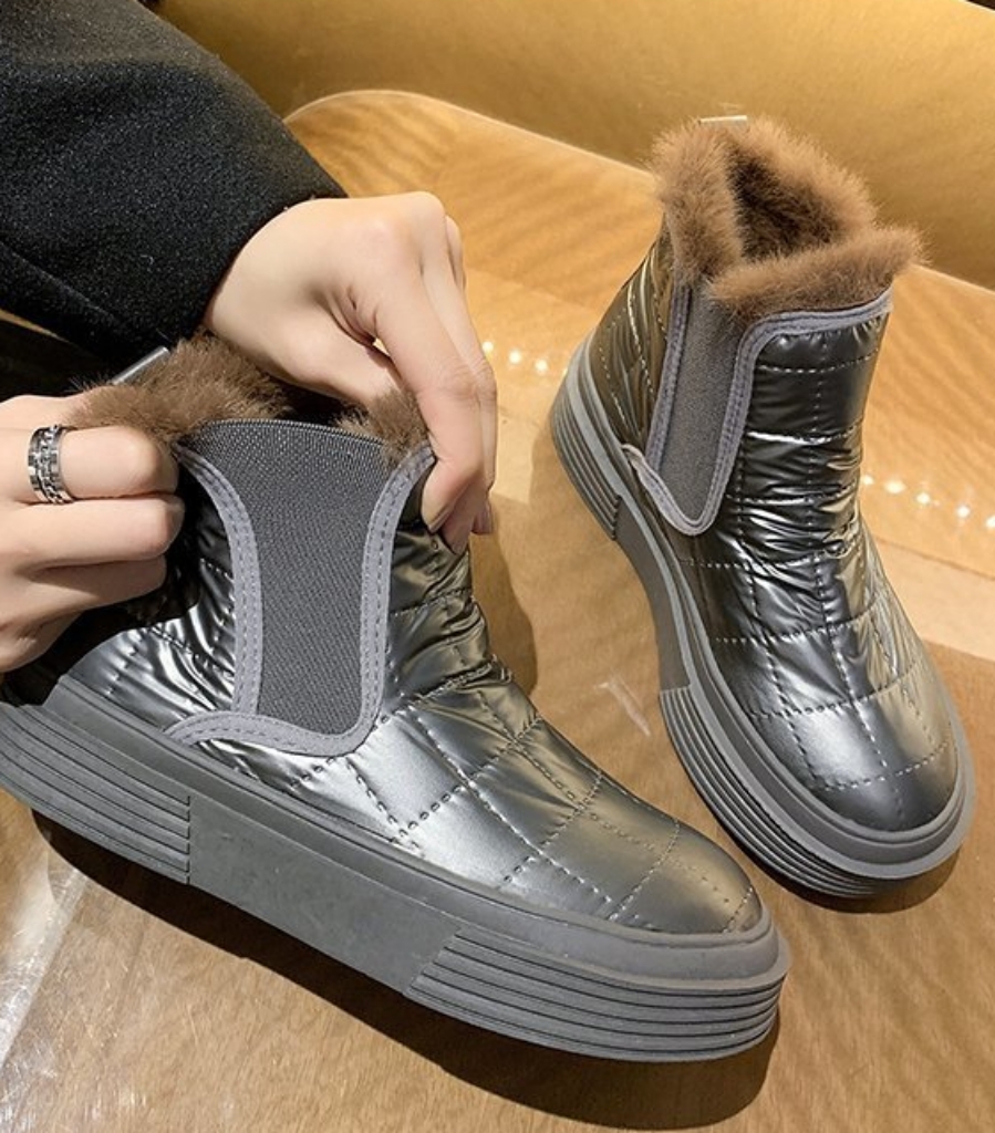 gri Kürklü Kar Botu SK53198 | StilKapinda.com